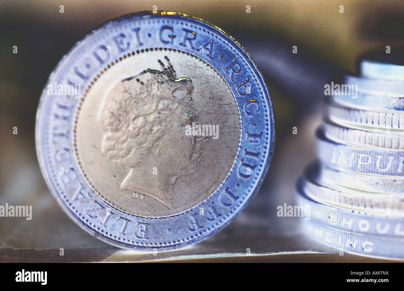 Pound coins British currency Stock Photo - Alamy