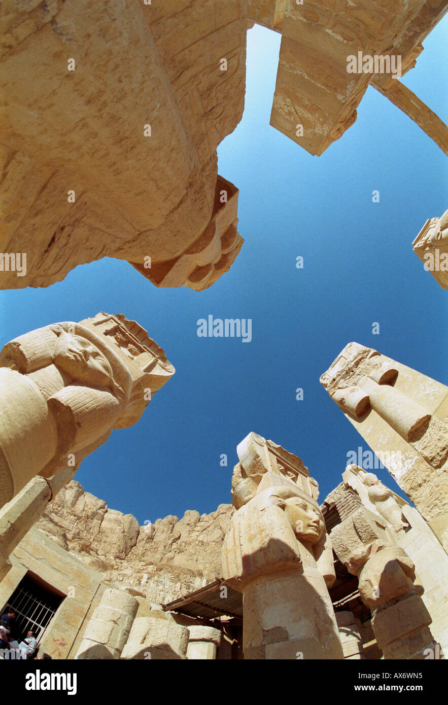 Carved pillar in the Chapel of Hathor, Queen Hatshepsut's Temple, Deir ...