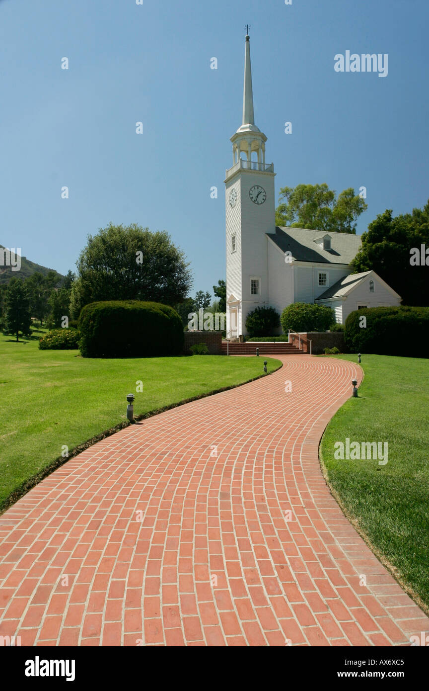 Brick walkway leading to a church Stock Photo - Alamy