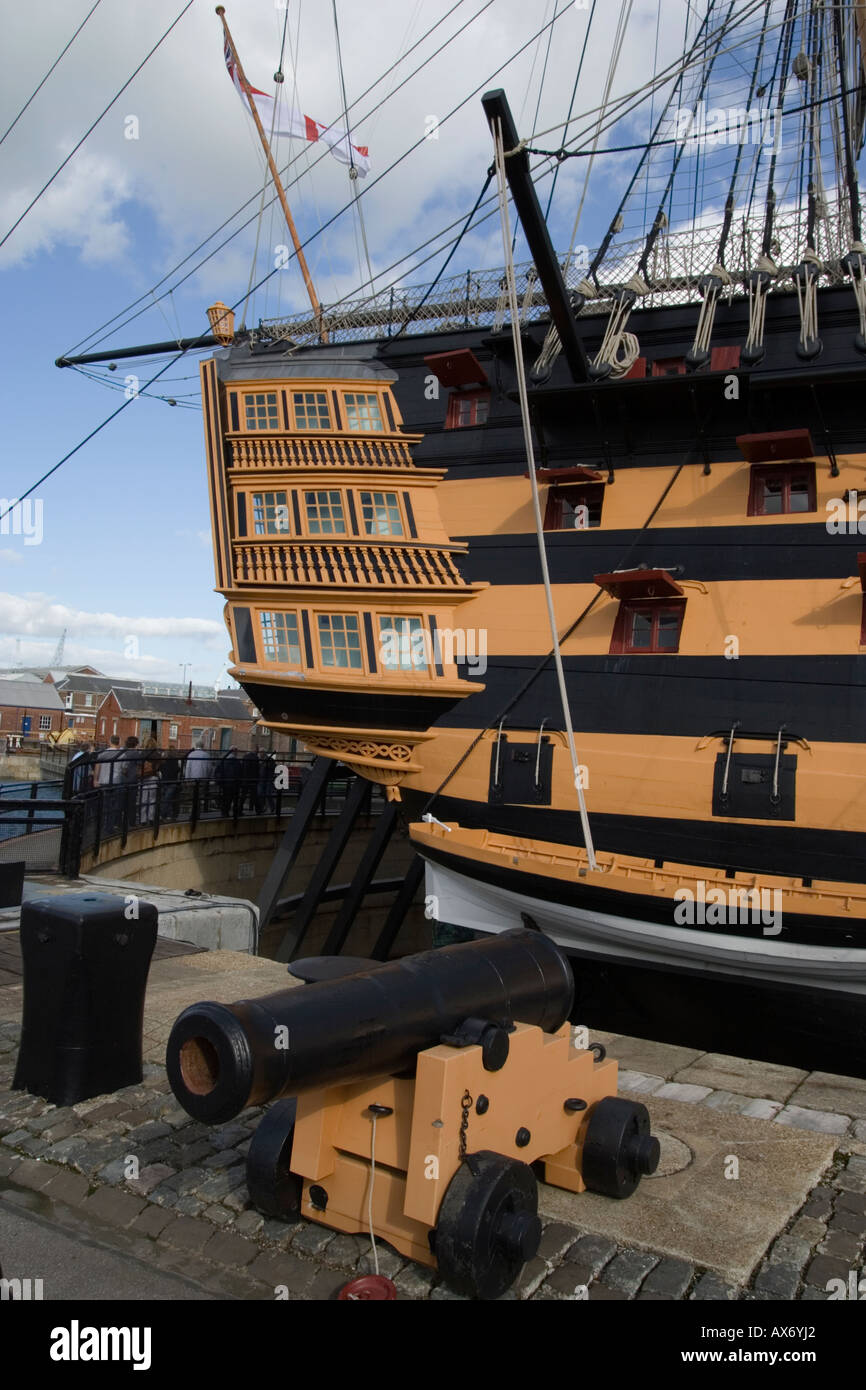 Stern of HMS Victory in Portsmouth Dockyard, UK Stock Photo - Alamy