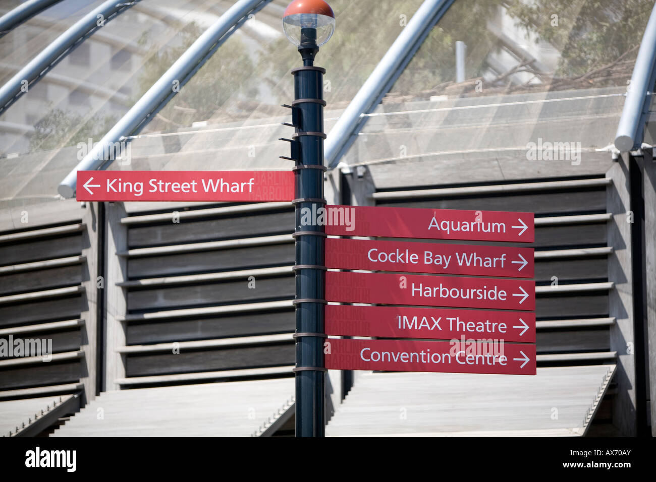 directional signage in Darling harbour,Sydney Stock Photo - Alamy
