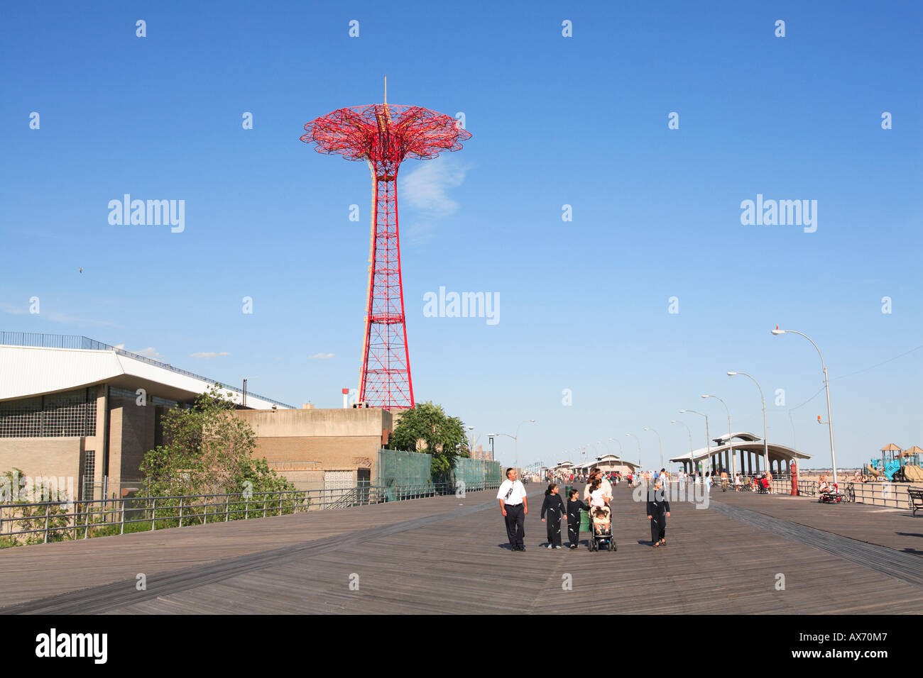 Coney Island Boardwalk and parachute amusement park ride Brooklyn New ...