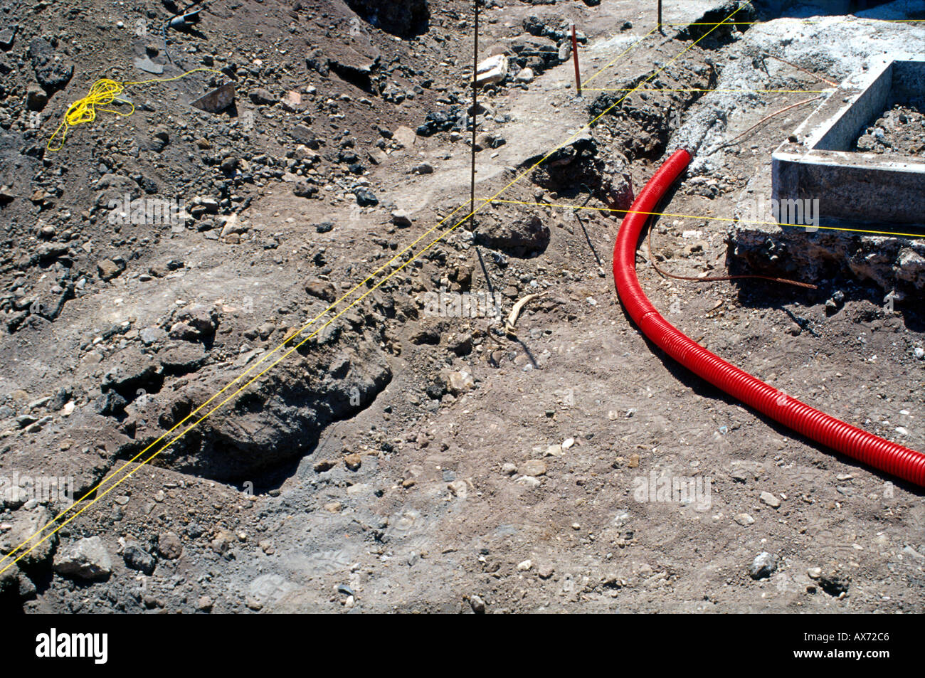 red pipe on construction site layout Stock Photo - Alamy