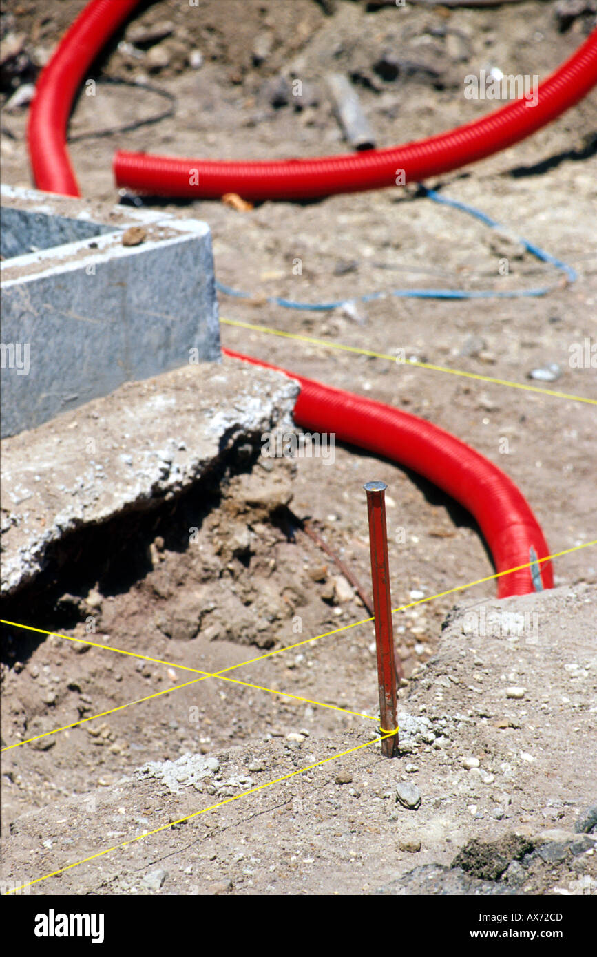 red pipe on construction site layout Stock Photo - Alamy