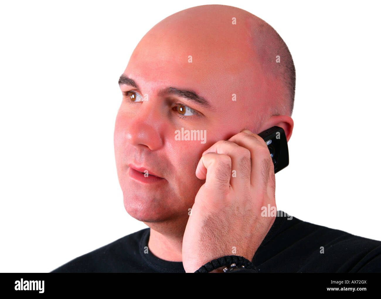 Bald man on the phone Stock Photo - Alamy