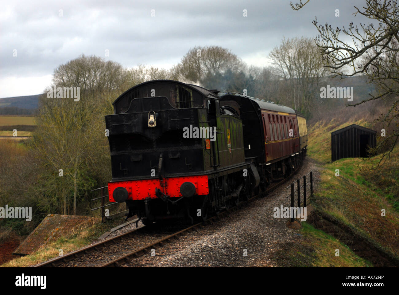Steam train on the West Somerset Railway between Minehead and Bishops Lydeard Stock Photo - Alamy