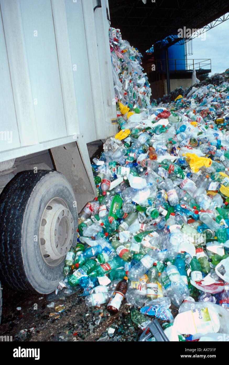 truck unloading collection at recycling plant Stock Photo - Alamy