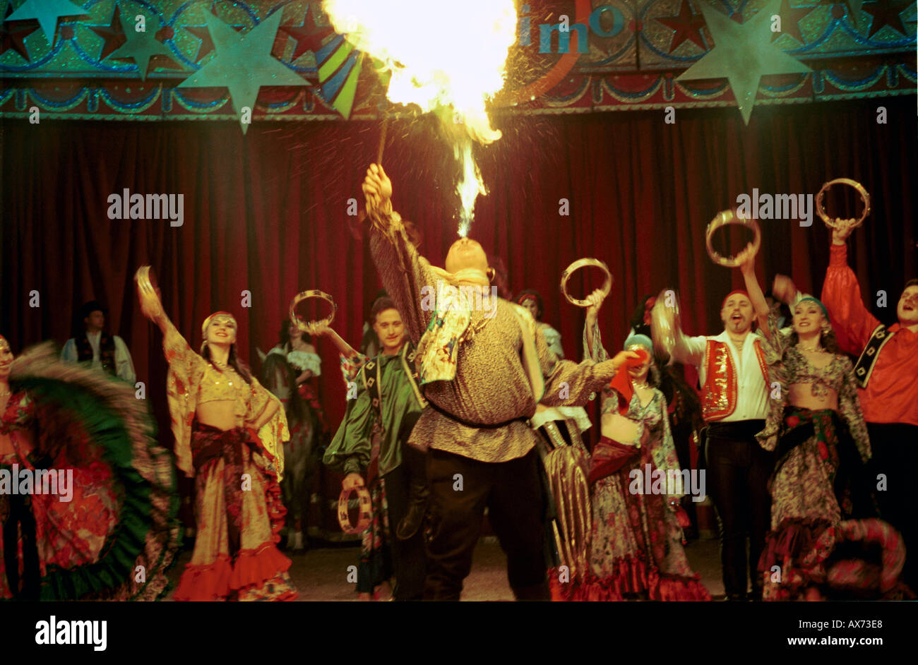 circus troupe with fire eater circo massimo rome Stock Photo - Alamy