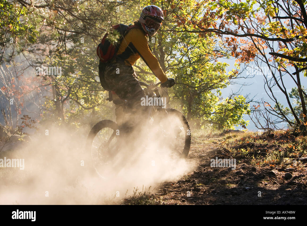Italy, Southern Tyrol, man mountain biking Stock Photo - Alamy