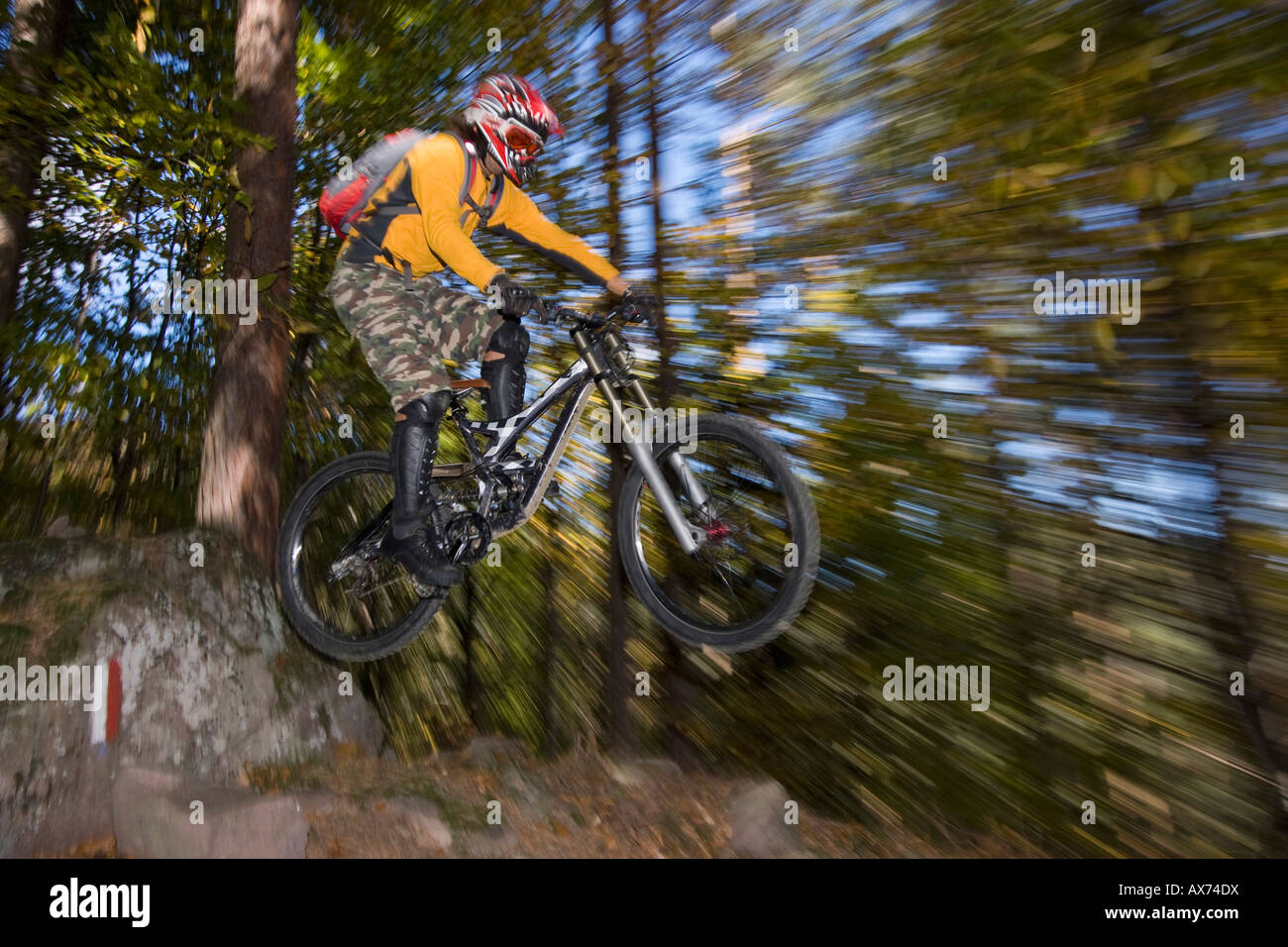Italy, Southern Tyrol, man mountain biking Stock Photo - Alamy