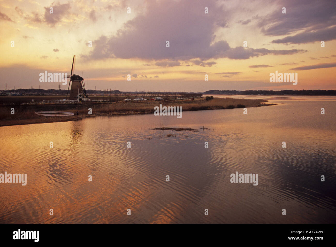 The evening view of Lake Inba in Chiba Japan Asia Stock Photo - Alamy