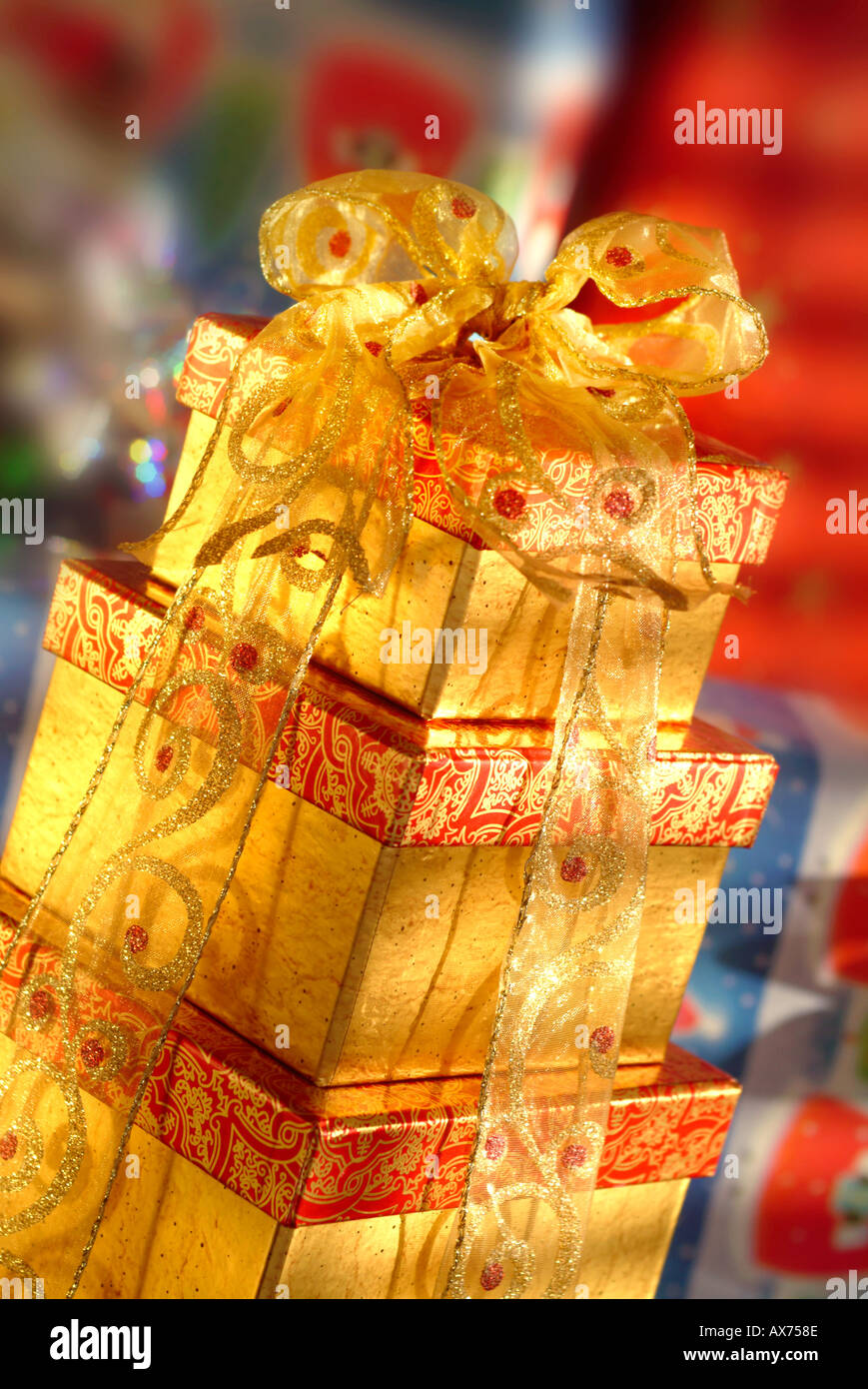 Boxes stacked tower gifts hi-res stock photography and images - Alamy