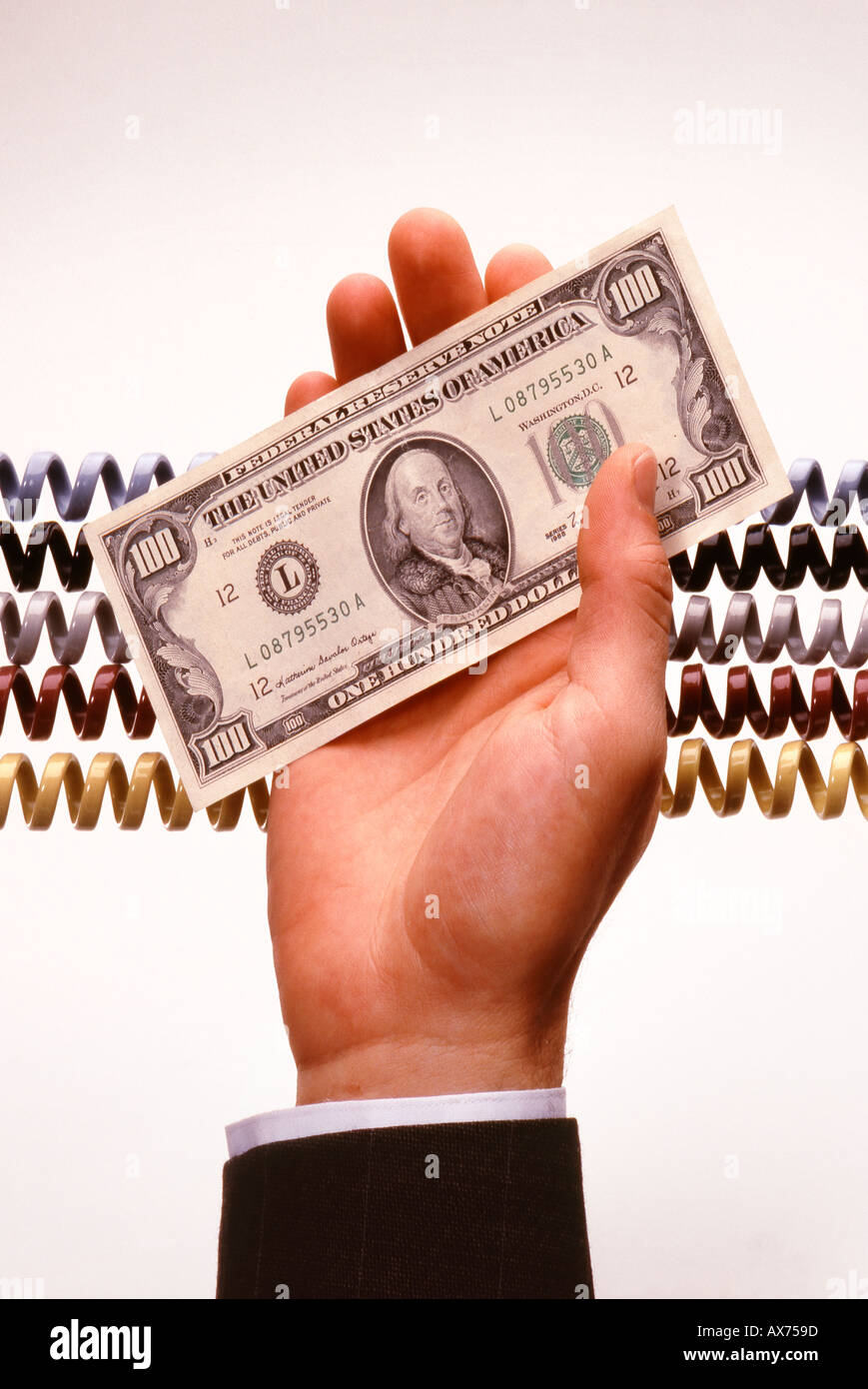 Businessman s hand holding 100 one hundred dollar bill note Stock Photo ...