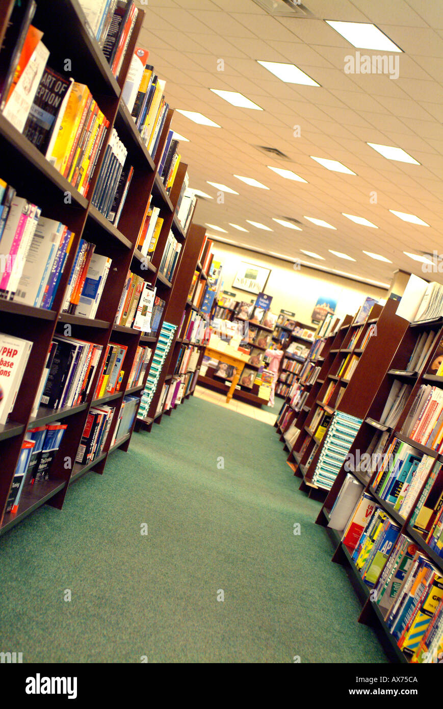 Aisle of books on shelves in bookstore Stock Photo - Alamy