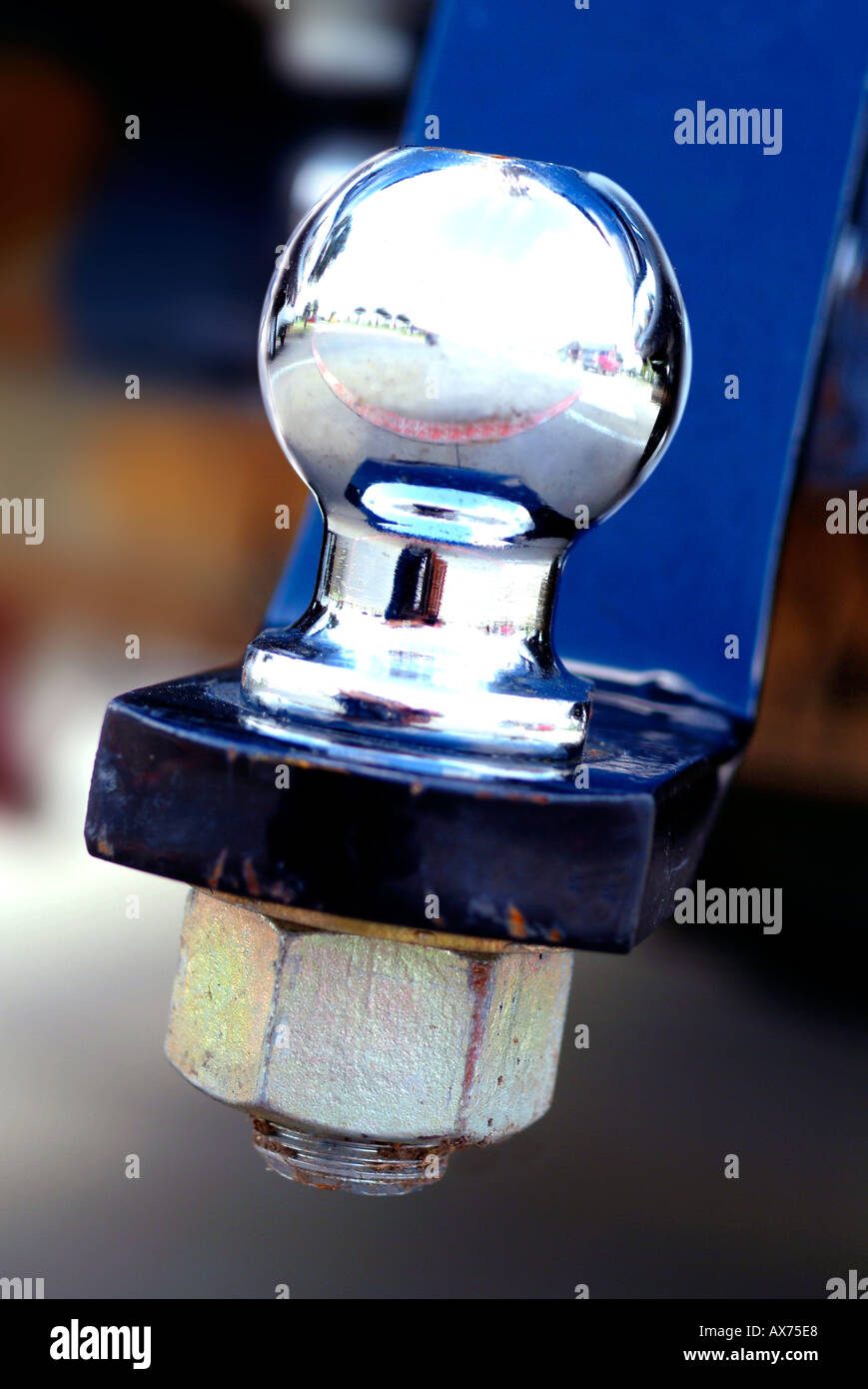 close up of round chrome trailer hitch ball Stock Photo - Alamy