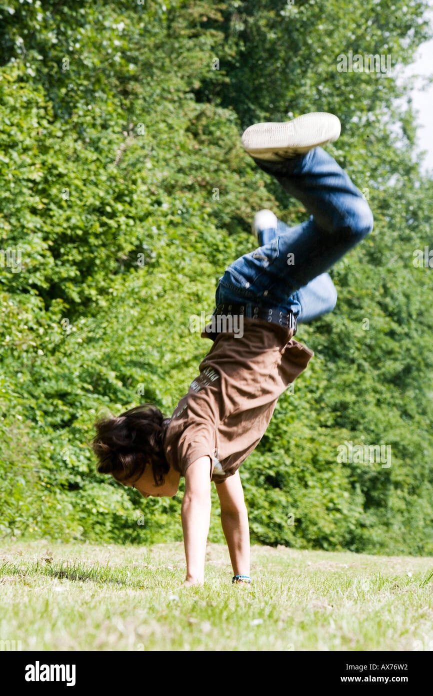 Boy handstand one hi-res stock photography and images - Alamy