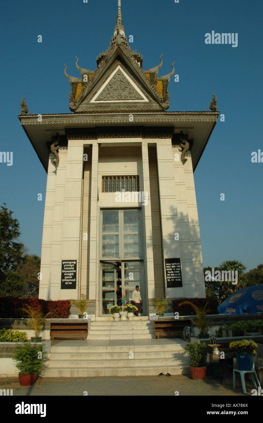 Buddhist Stupa at The Killing Fields of Choeung Ek, near Phnom Penh ...