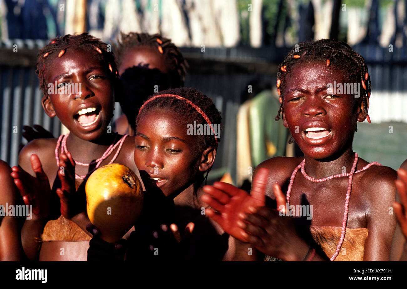 Owambo girls dancing and singing at Omagongo Marula cultural festival ...