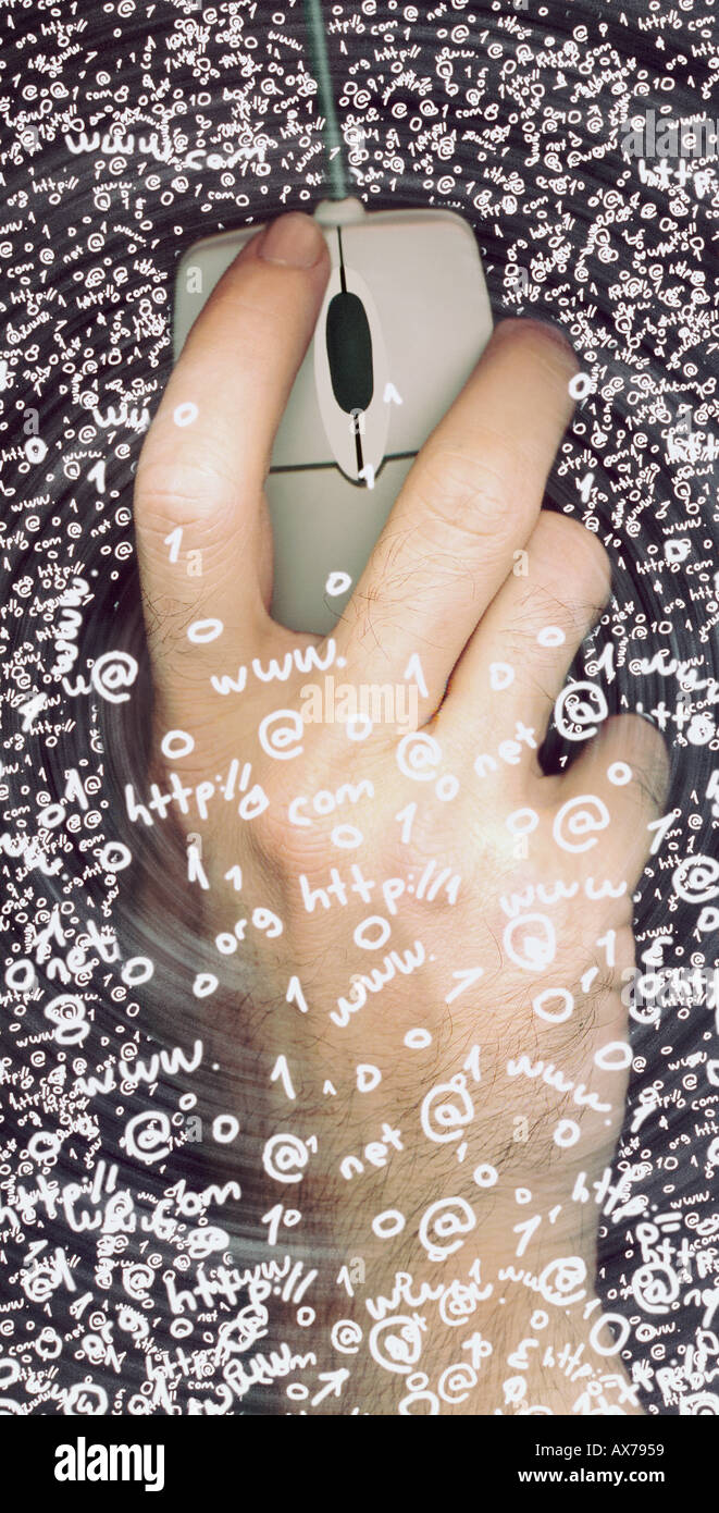 Hand using mouse connected hi-res stock photography and images - Alamy