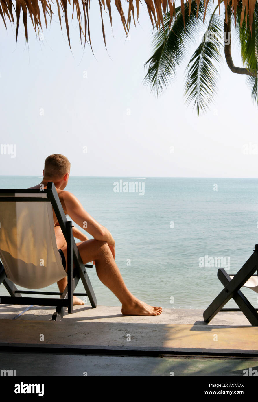 man overlooking ocean Stock Photo - Alamy
