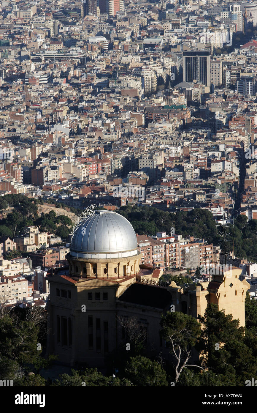 Fabra Observatory and view of Barcelona behind it Stock Photo - Alamy