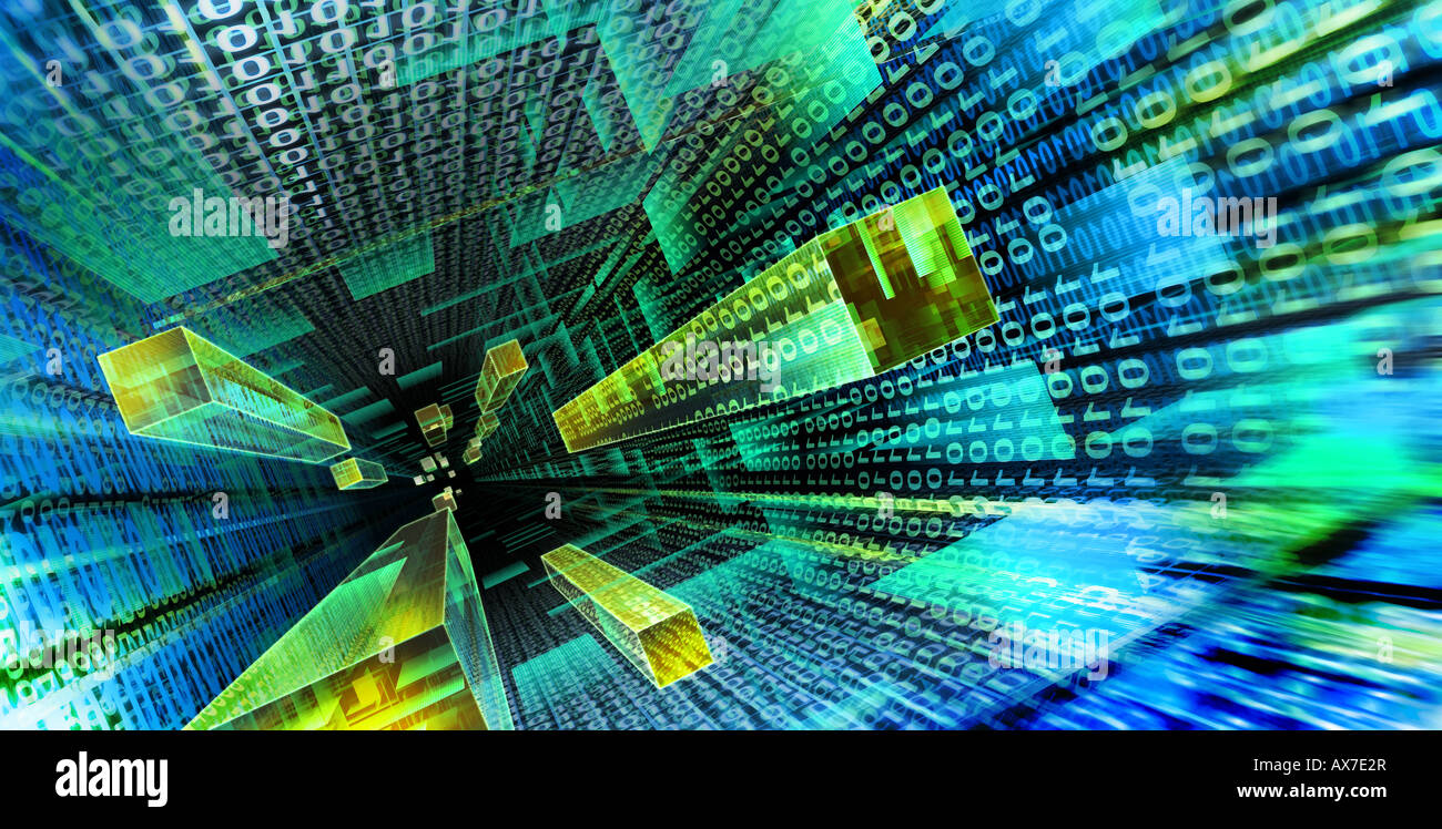 Internet communication data stream flowing through Cyberspace Stock ...