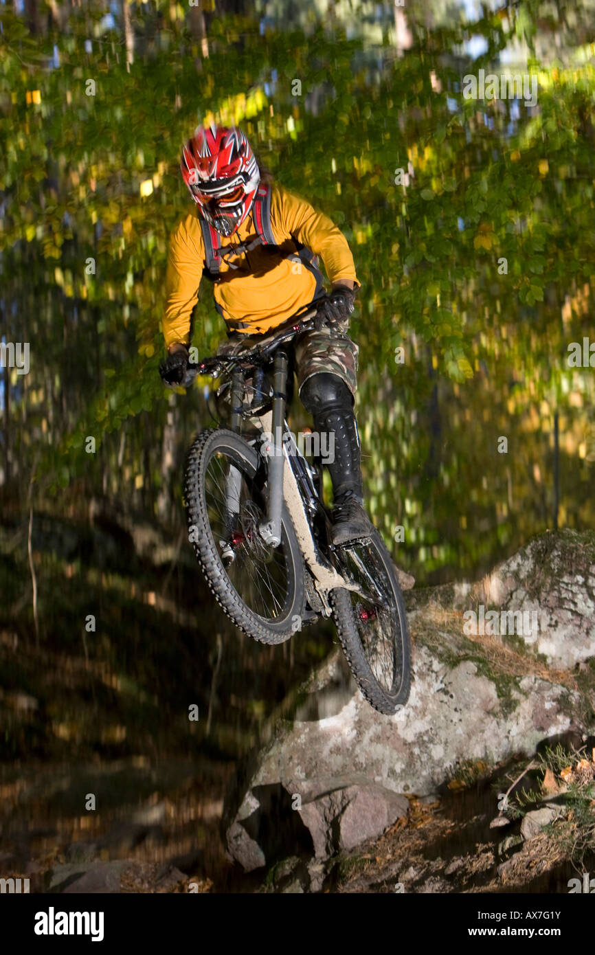 Italy, Southern Tyrol, man mountain biking Stock Photo - Alamy