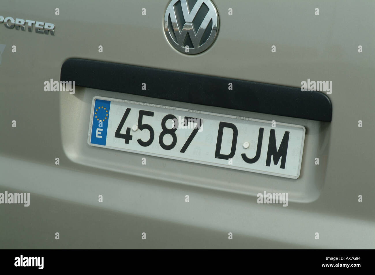 A spanish vehicle numberplate identification tag on a volkswagen Stock ...