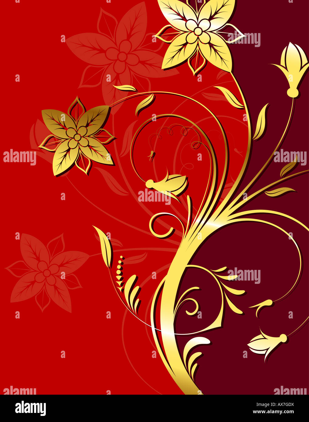 Gold flower background with wave pattern Stock Photo - Alamy