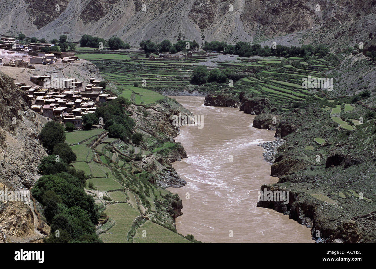 The Zachu river, source of the Mekong river. Kham, Eastern Tibet Stock ...
