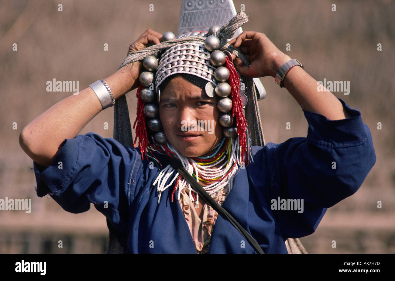 Headgear akha hill tribe woman hi-res stock photography and images - Alamy
