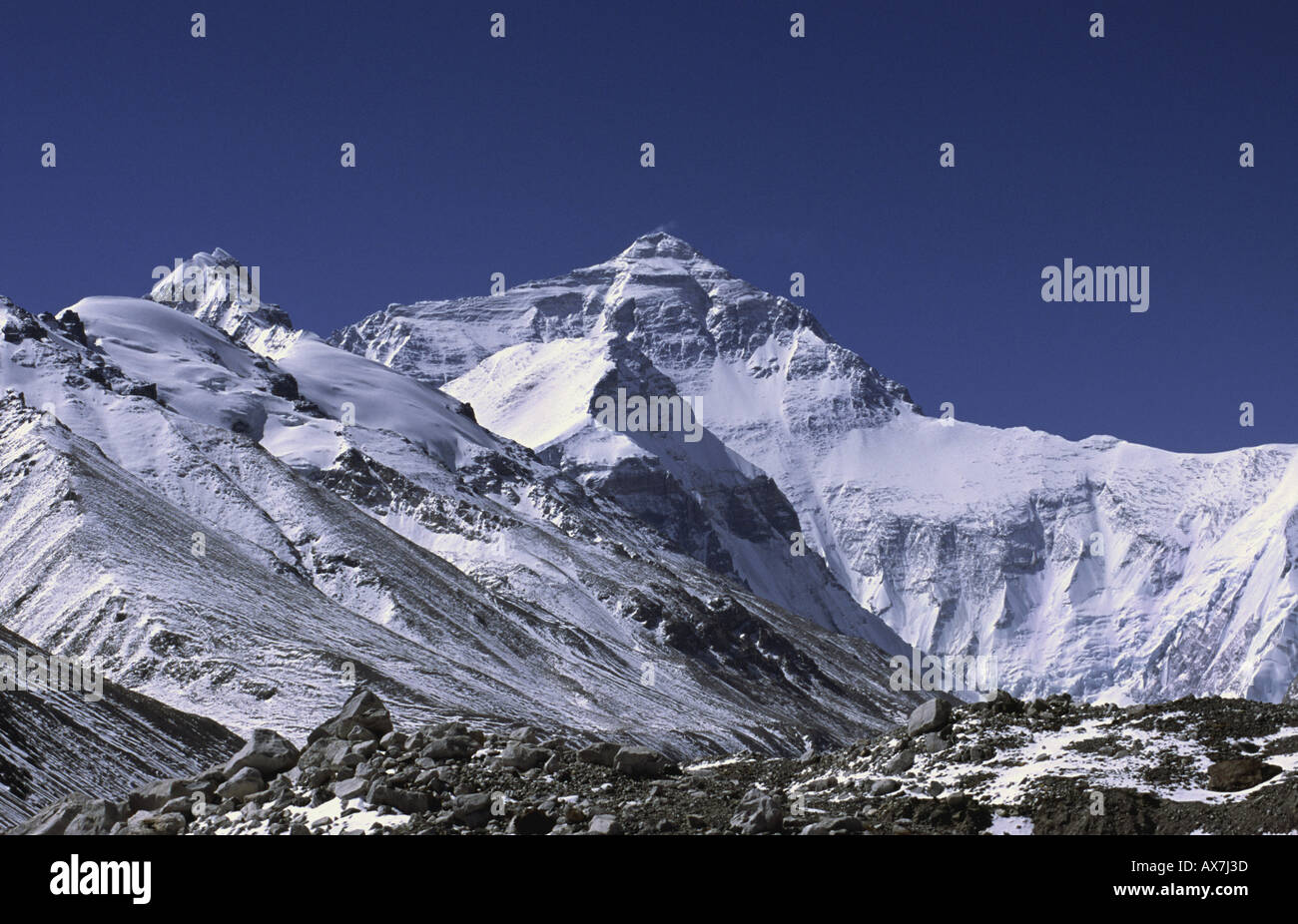 Mt Everest seen from the Tibetan side. Chomologma National Park, Tibet ...