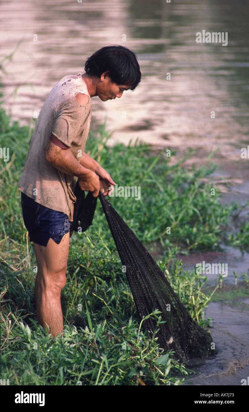 Fishing. Vientiane, Laos Stock Photo - Alamy