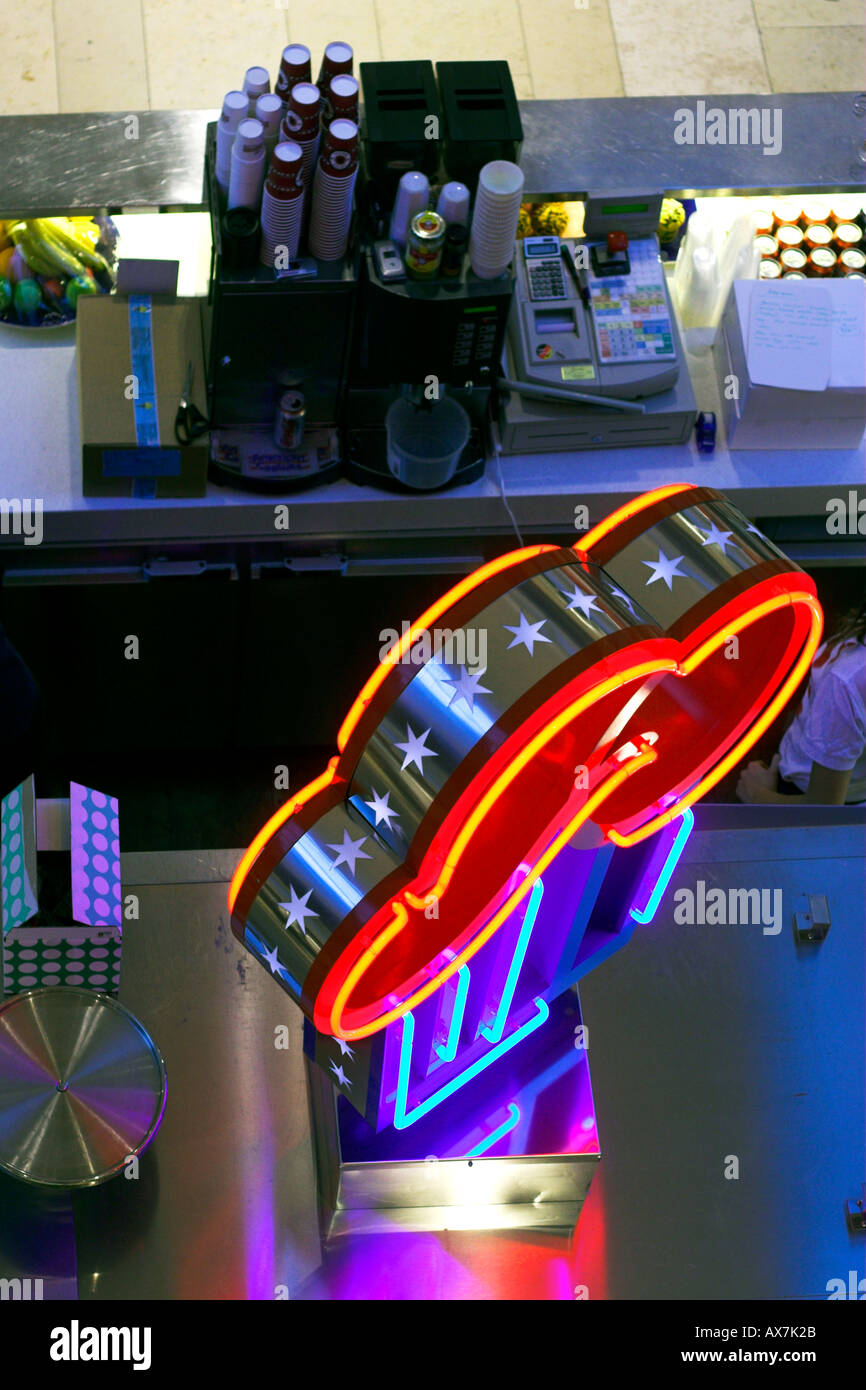 Mall shop counter neon sign Stock Photo - Alamy