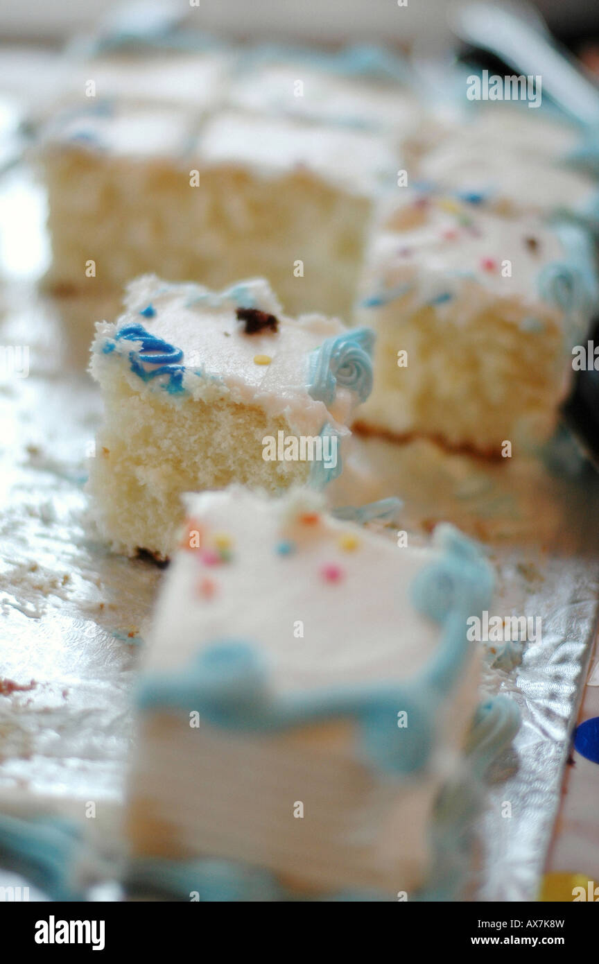 A square piece of birthday cake Stock Photo - Alamy
