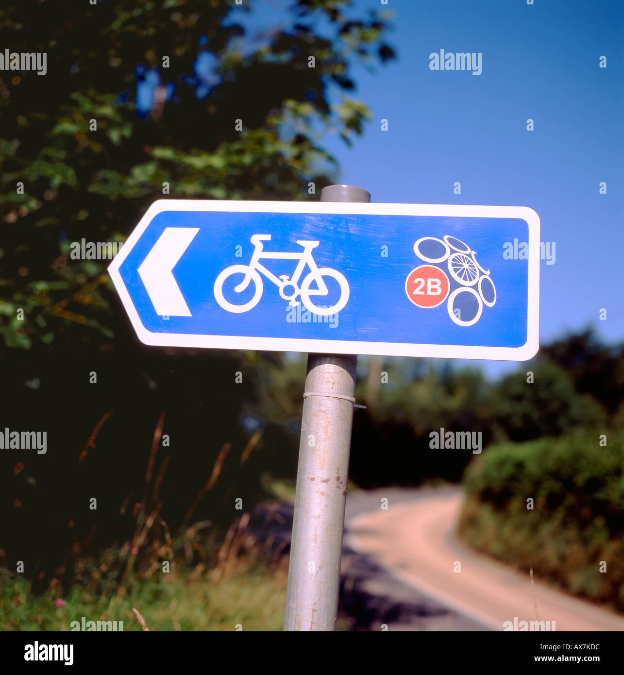 A 2B cycle path sign near Tregaron Ceredigion Wales UK Stock Photo - Alamy