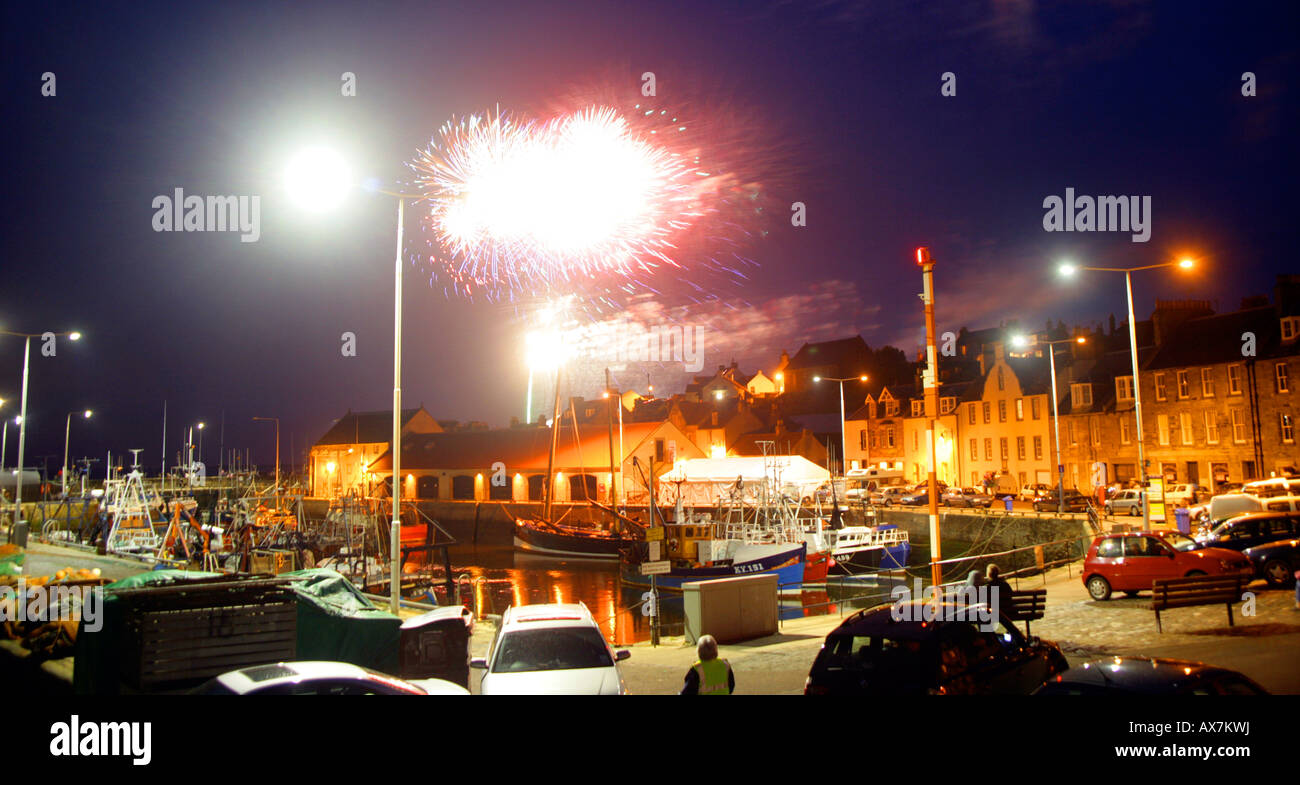 Fireworks display over Pittenweem Harbour,in the East Neuk of Fife ...