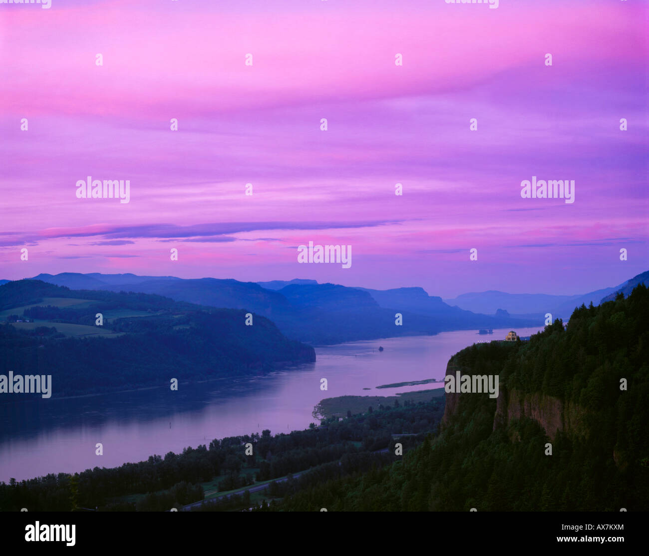 Columbia Gorge National Scenic Area OR Sunset on Crown Point State Park ...