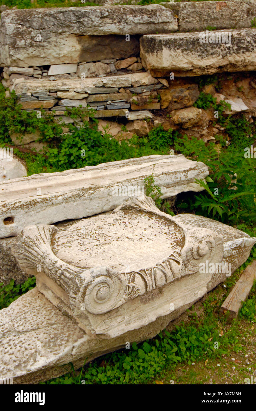 Marble column ruins, Athens Greece Stock Photo - Alamy