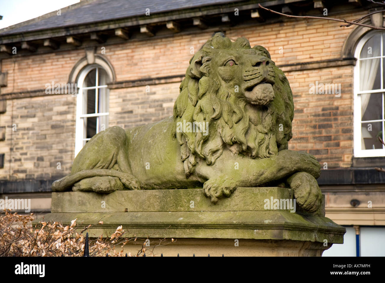 Lion statue by the Sculptor Thomas Milnes Titus Salts village ...