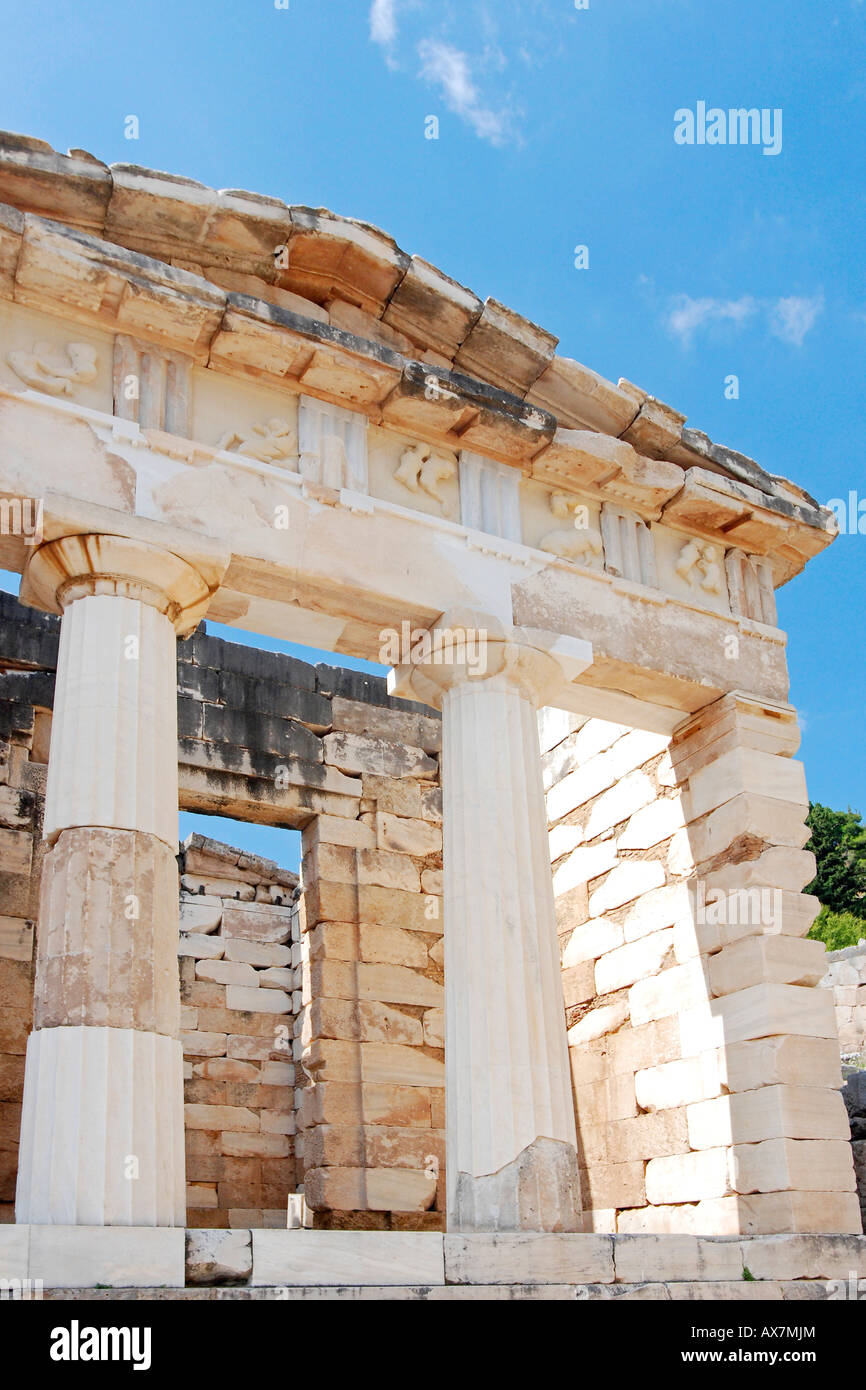 The Treasury, Delphi, at the foot of Mount Parnasus - the site of the ...