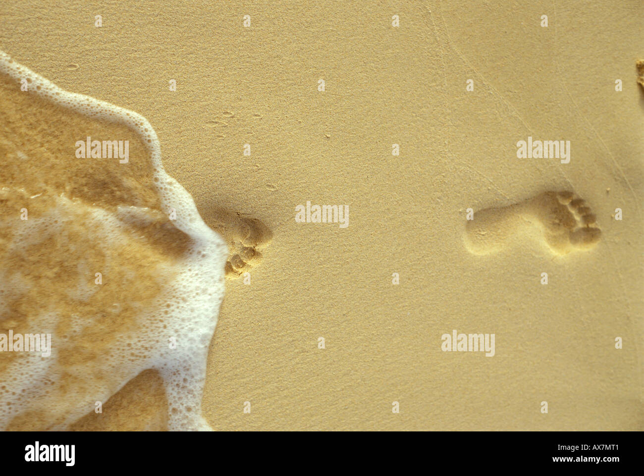Footprints in sandy beach of Santa Maria, Sal, Cape Verde Islands ...