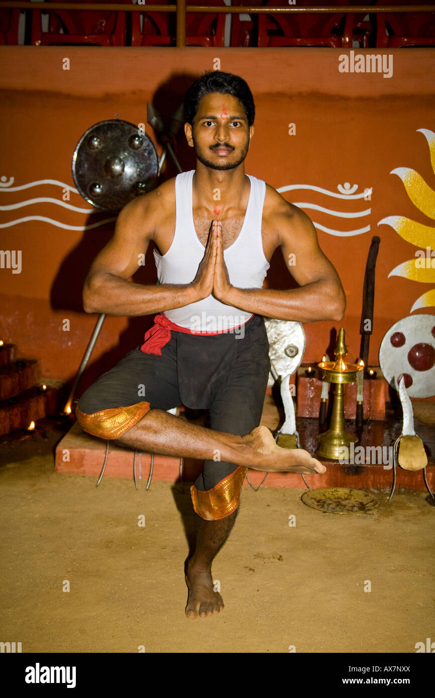 Kalarippayattu martial arts performer, Kerala Kalari Centre, Kumily ...