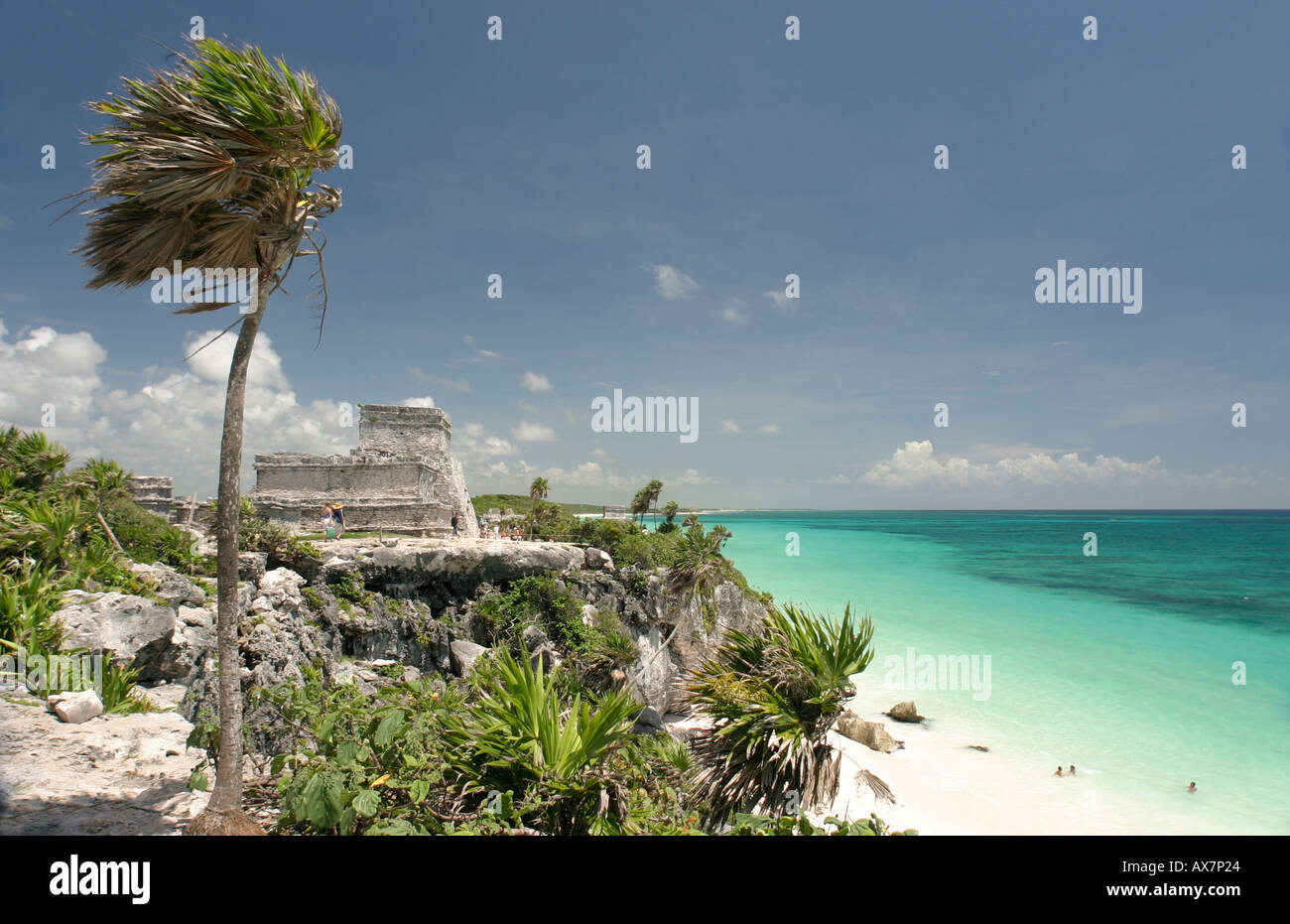 Tulum ruin overlooking the ocean Stock Photo - Alamy