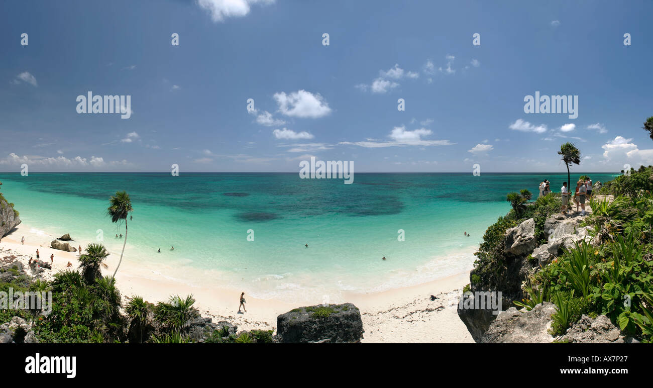 Panoramic view of the sea at Tulum, Mexico Stock Photo - Alamy