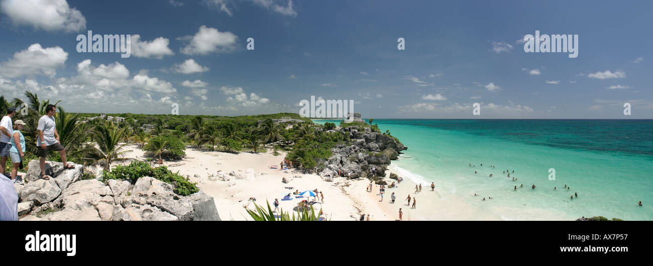 Panoramic view of ruins at Tulum and the ocean Stock Photo - Alamy