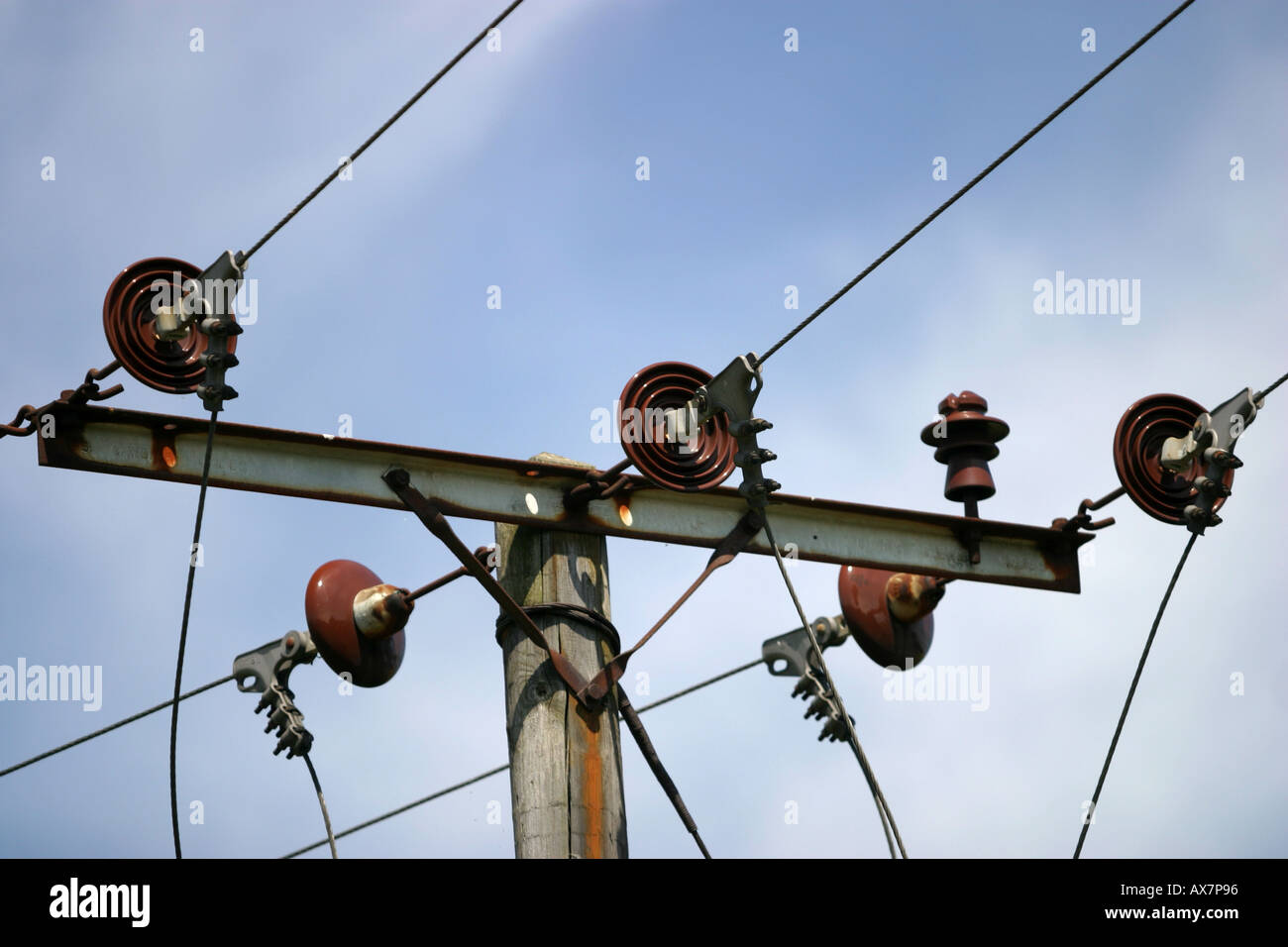 Telegraph wires on a telegraph pole Stock Photo - Alamy