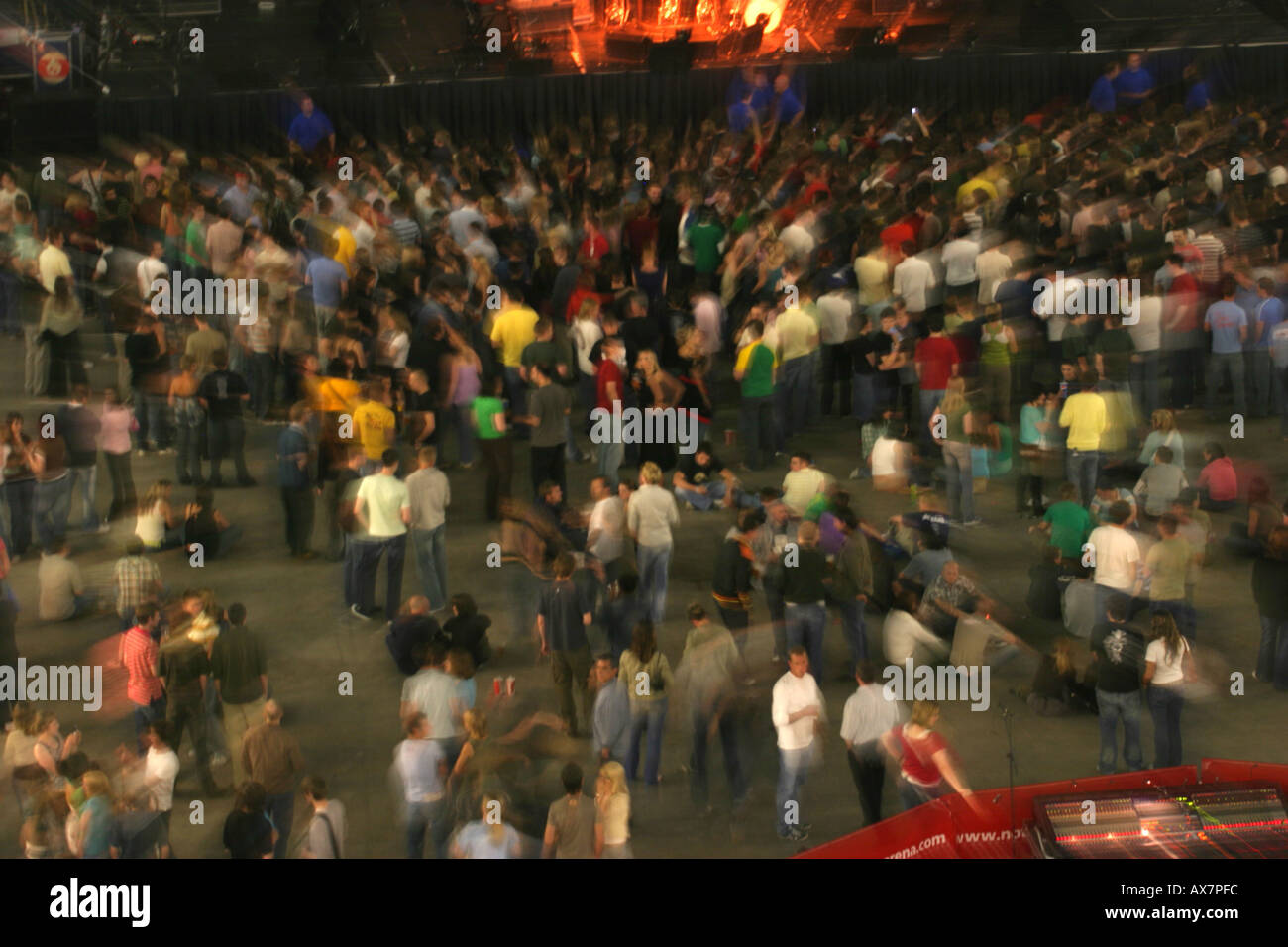 Nottingham Indoor Arena crowd blur crowds gather on the arena floor ...
