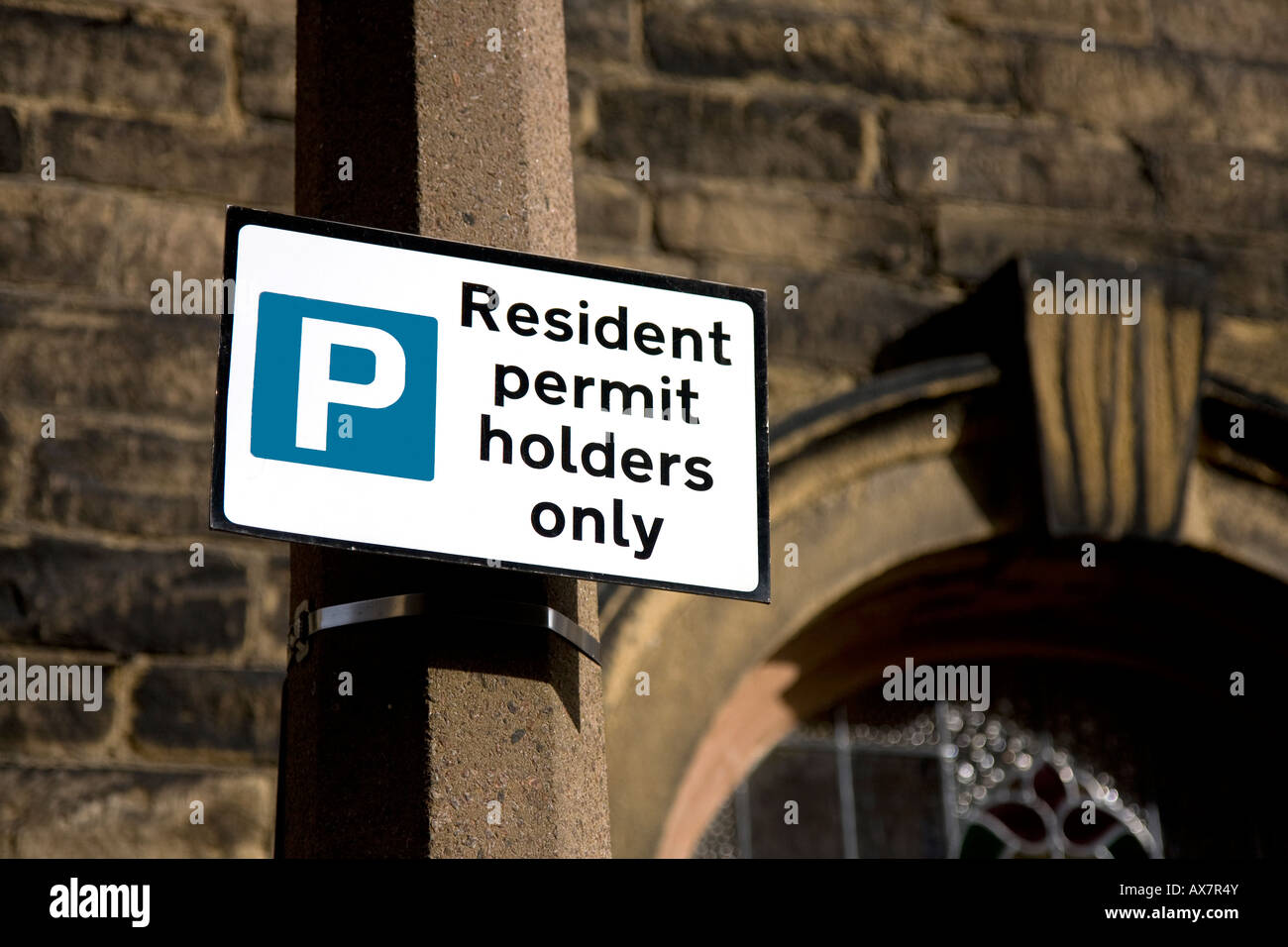 Parking enforcement sign , Saltaire a UNESCO world heritage site Stock ...