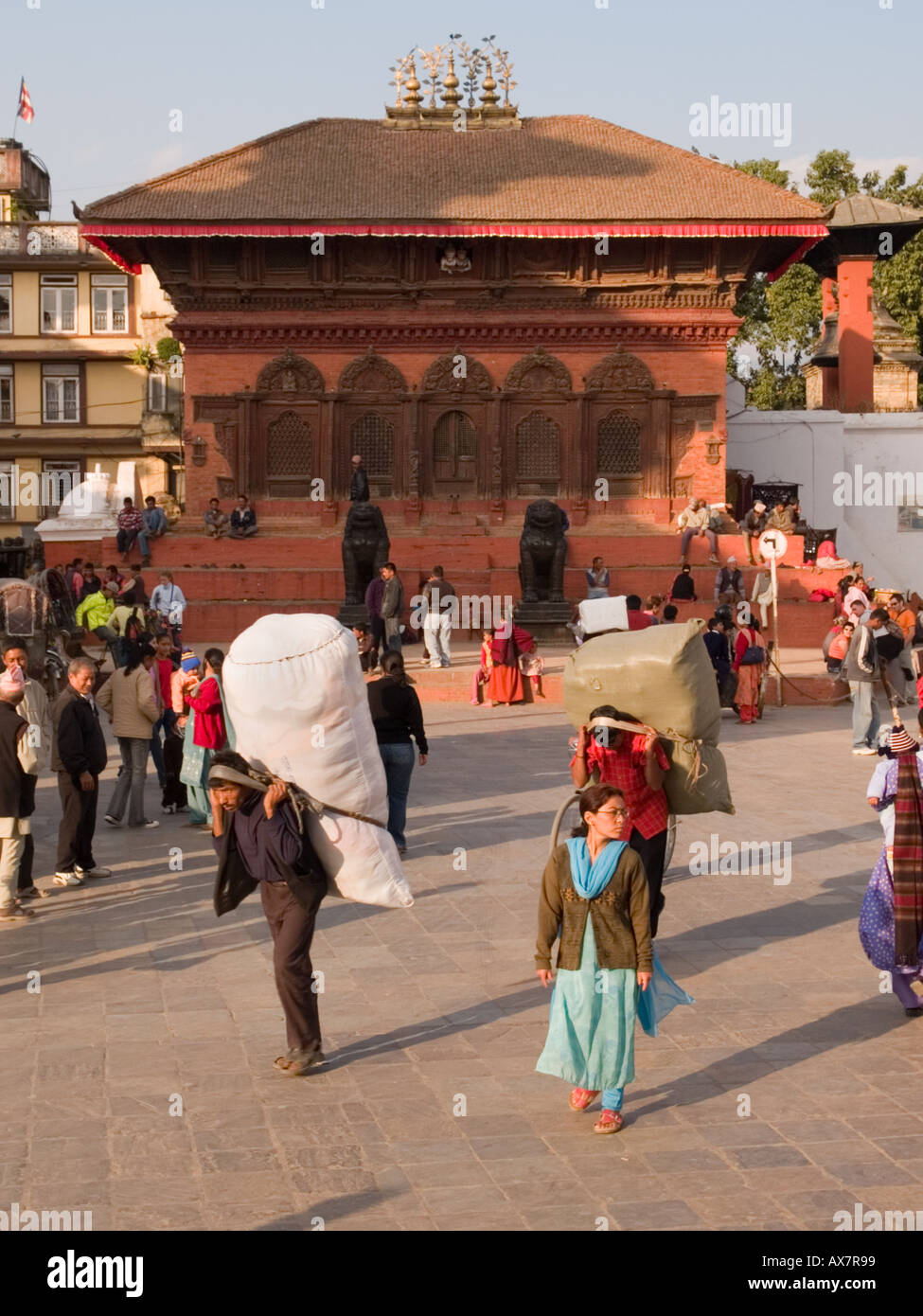 DURBAR SQUARE with 18th century Shiva Parvati temple Kathmandu Nepal ...